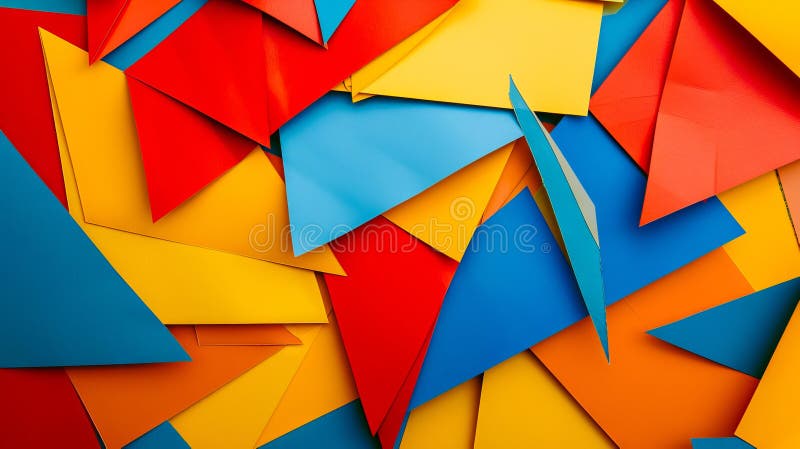 A Colorful Paper Wall with Many Triangles Stock Photo - Image of ...