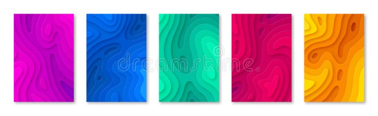 Colorful Papercut Multi Layers, 3D Topographic Pattern Textures Set ...