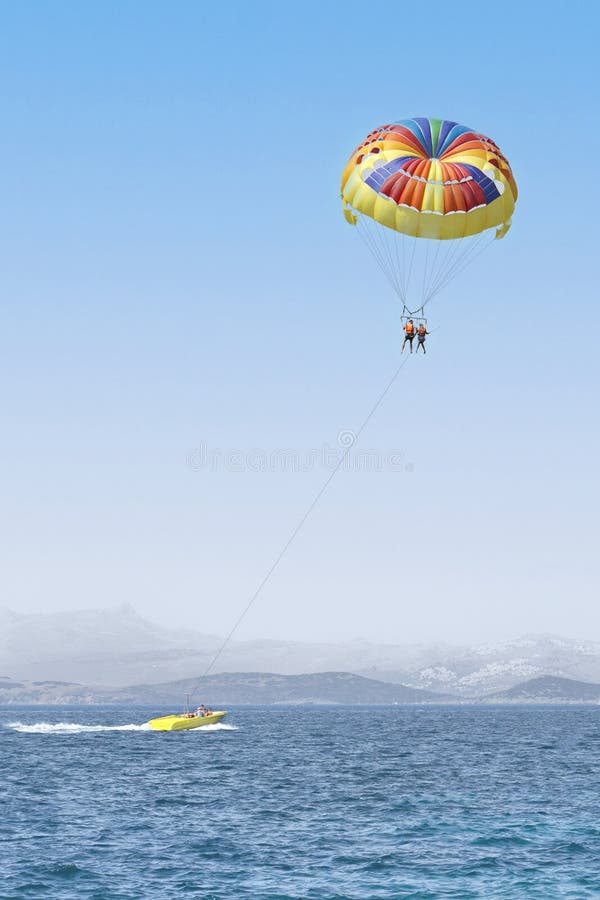 Colorful Parasail Wing Pulled by a Boat. Stock Photo - Image of journey ...