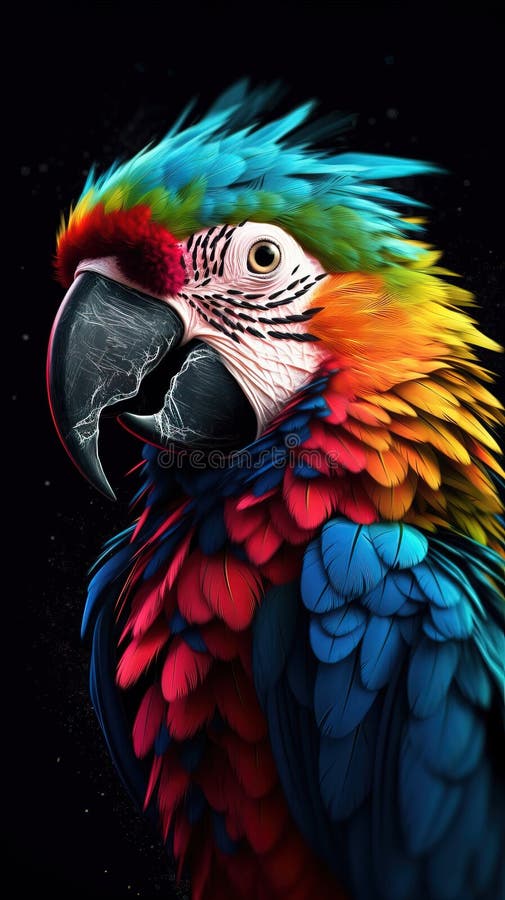 Colorful Parrot Collage on Dark Background. Generative AI Stock ...