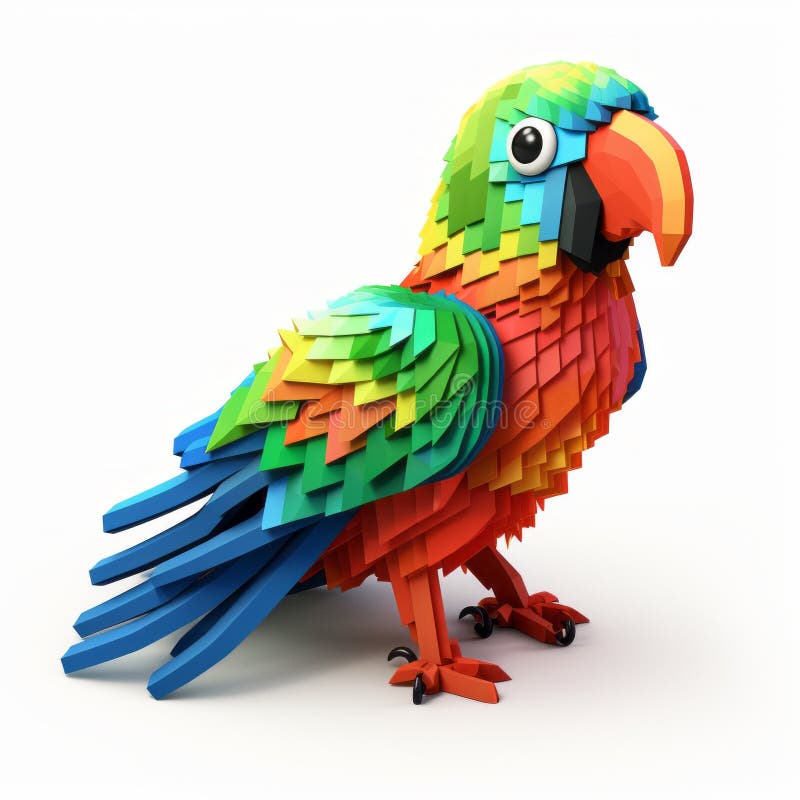 Colorful Parrot 3d Model: Algorithmic Artistry with Pixel Perfect ...