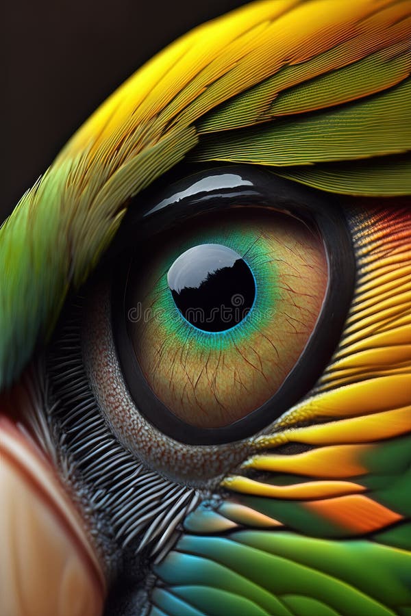 Colorful Parrot Eye Close Up Macro Image. Generative Ai Stock Illustration - Illustration of ...