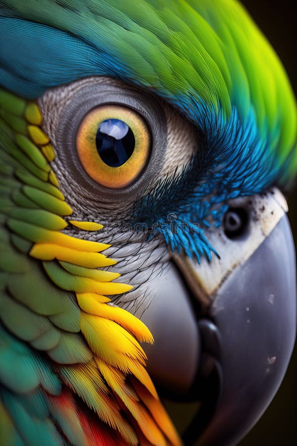 Colorful Parrot Eye Close Up Macro Image. Generative Ai Stock ...
