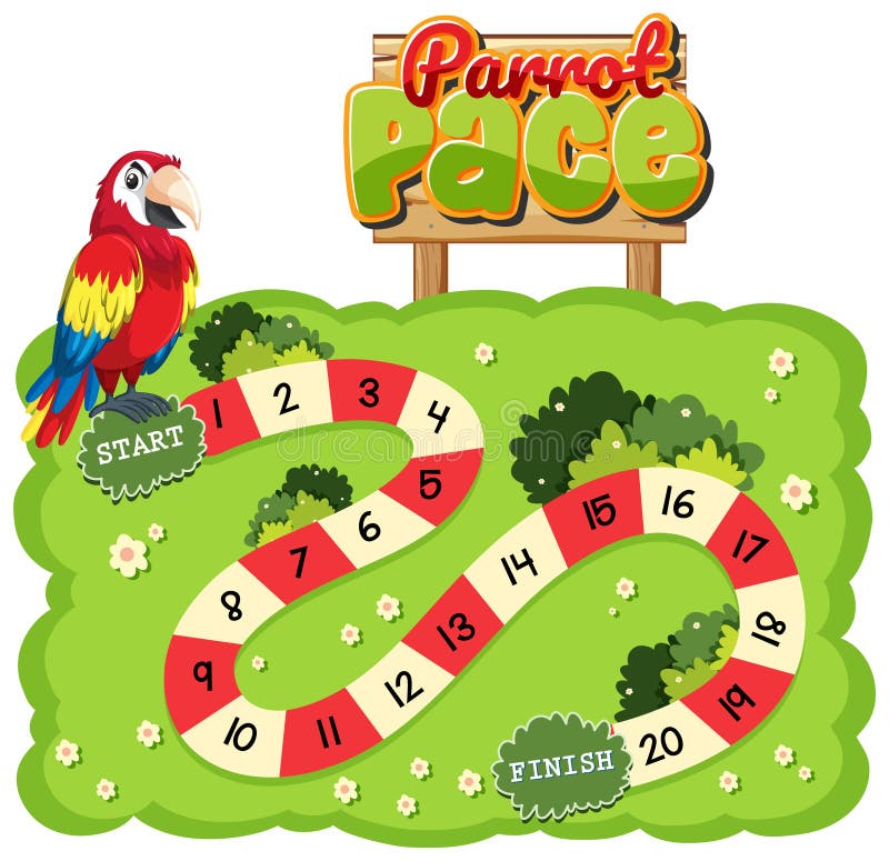 Parrot on a Fun Board Game Layout Stock Vector - Illustration of start ...