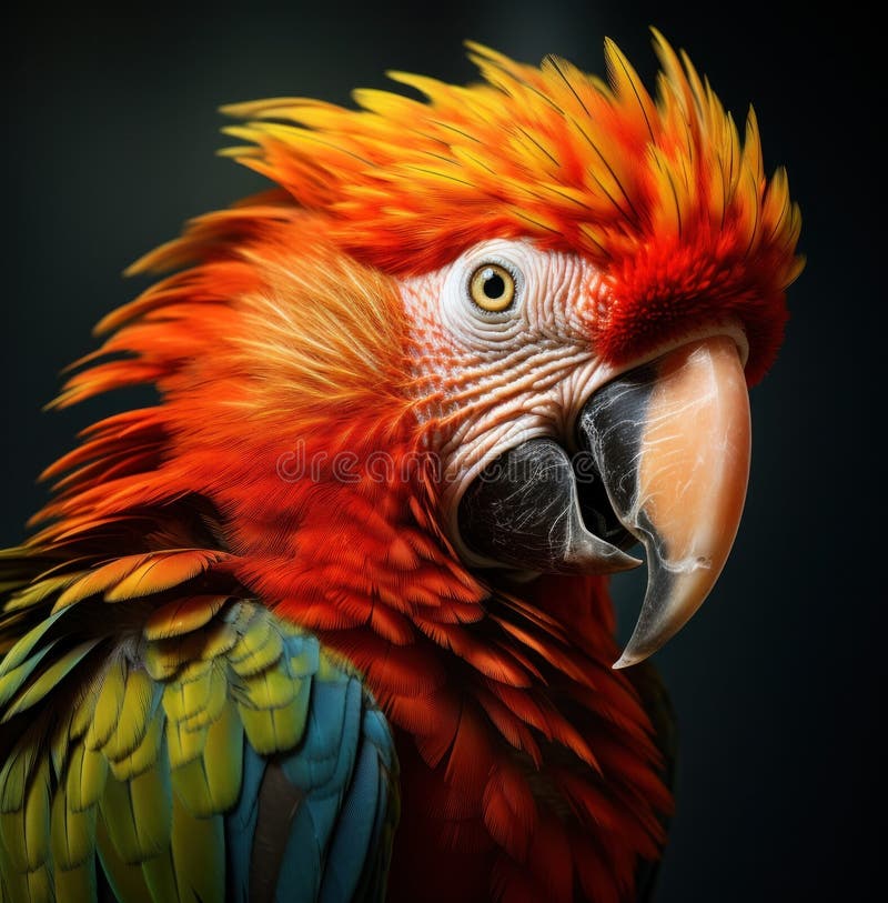 Colorful Parrot Head Portrait, Stock Image - Image of beak, white ...