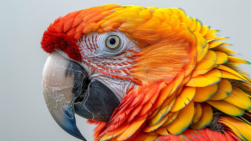 A Colorful Parrot with a Red Beak and Yellow Feathers. Stock Image ...