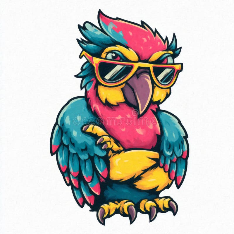Colorful Parrot with Sunglasses and Attitude Pose, AI Generative Stock ...