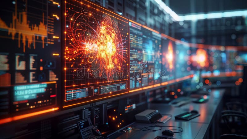 Colorful Particle Collision Data in High-Tech Lab, Generative Ai Stock Illustration ...