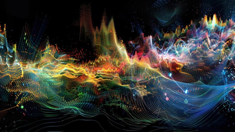 Big Data Mountain Range Emerging from Digital Landscape Stock Photo ...