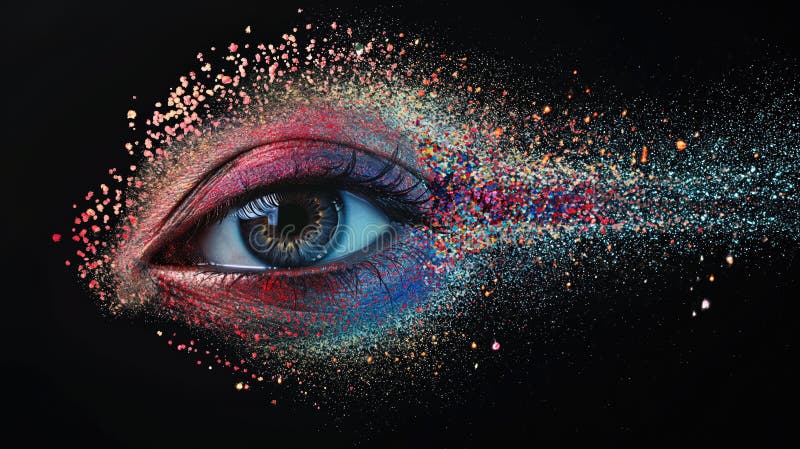 Colorful Particles Around the Human Eye Stock Photo - Image of ...