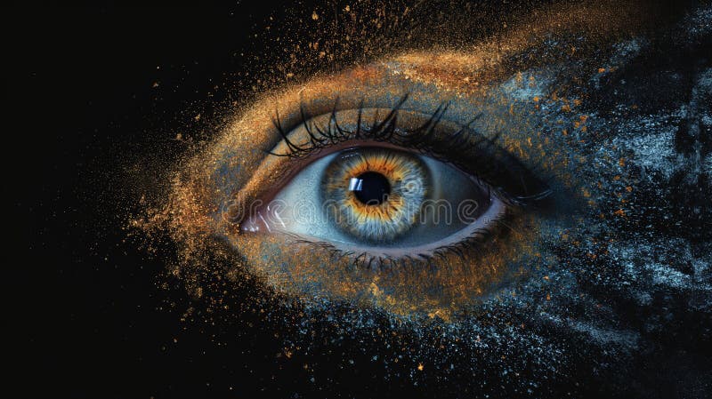 Colorful Particles Around the Human Eye Stock Image - Image of ...