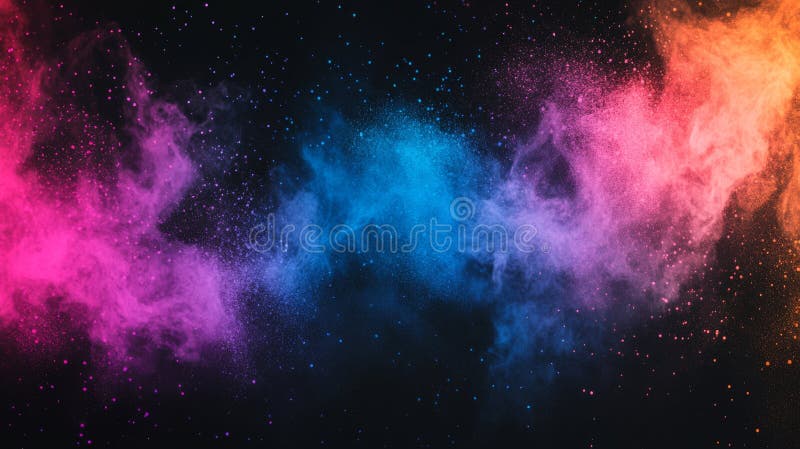 Colorful Particles of Dust Powder Explode, Displayed on a Black ...