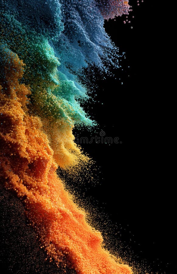 Colorful Particles Exploding on Black Background Creating Abstract ...