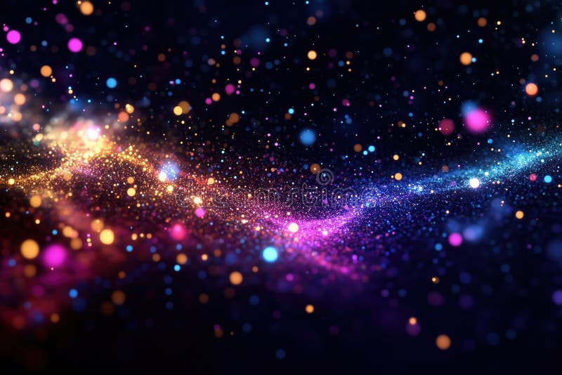 Colorful Particles Flowing Across Space Background Stock Photo - Image ...