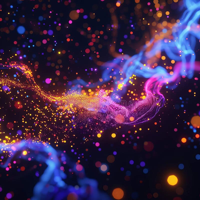 Colorful Particles Flowing and Forming Colorful Abstract Shape Stock ...