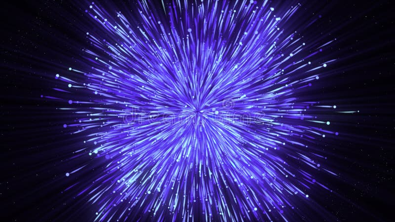 Colorful Particles and Strings Spreading on a Blue Background. Motion ...