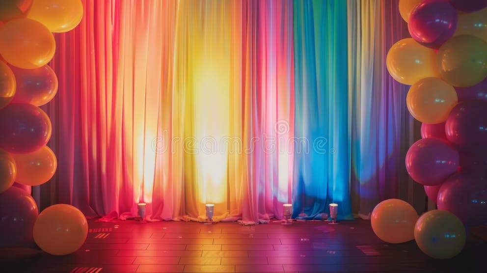 Colorful Party Backdrop Featuring Designated Space for Custom Messaging ...