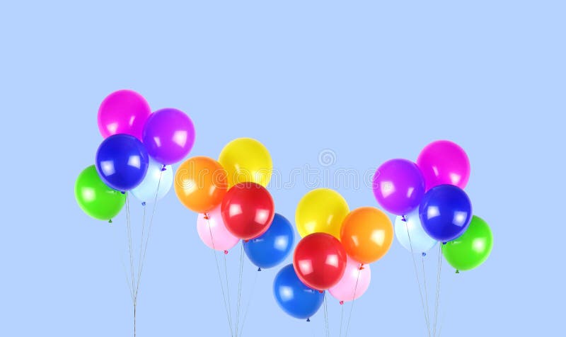 Colorful Party Balloons on Blue Background Stock Photo - Image of blue ...