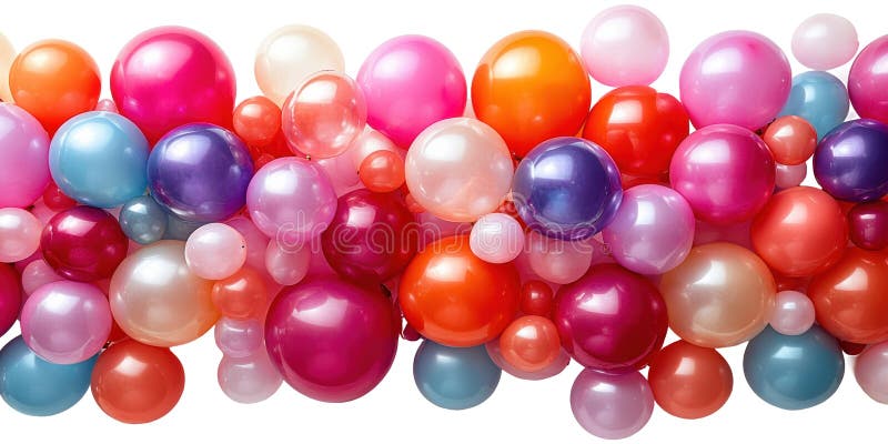 Colorful Party Balloons Cluster Isolated on Transparent Background ...