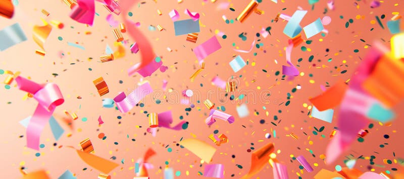 Colorful Party Confetti Ribbon Frame Background, Celebration Stock ...