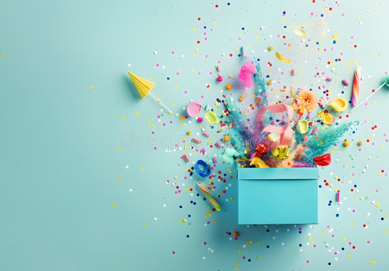 Colorful Party Explosion from Gift Box Stock Illustration ...