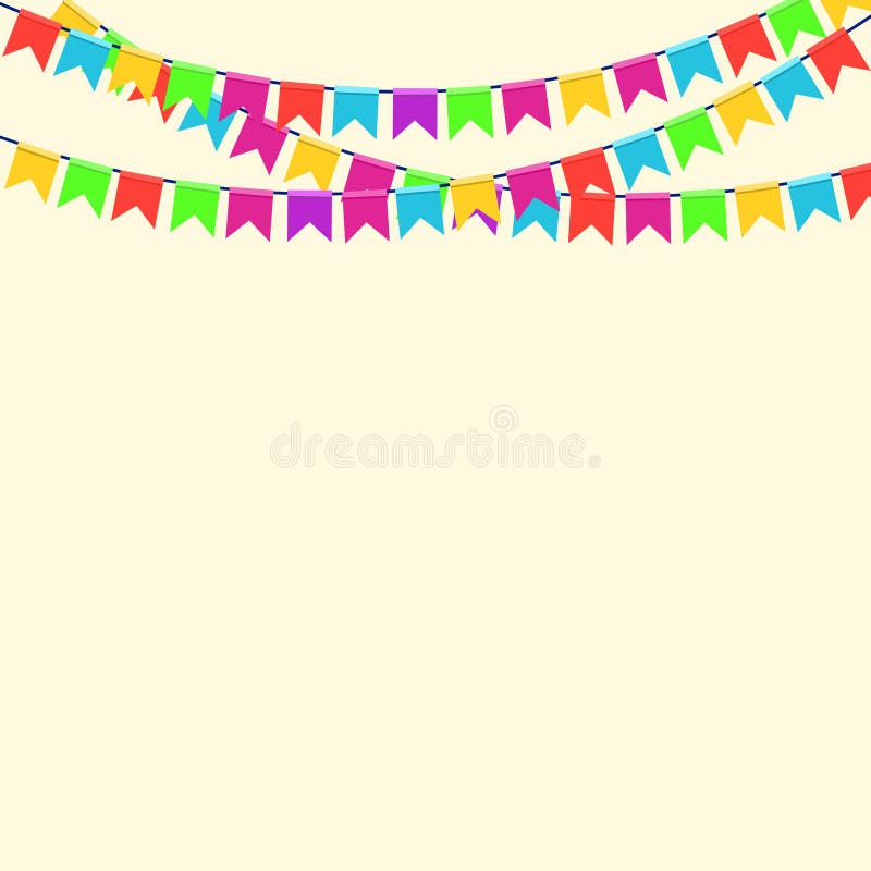 6 Colorful Party Flags. Party Background with Flags Vector Illustration ...