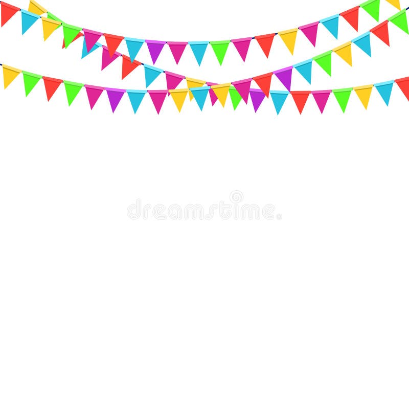 6 Colorful Party Flags. Party Background with Flags Vector Illustration ...