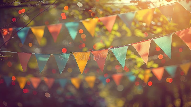 Colorful Party Flags in the Sunshine Stock Illustration - Illustration ...