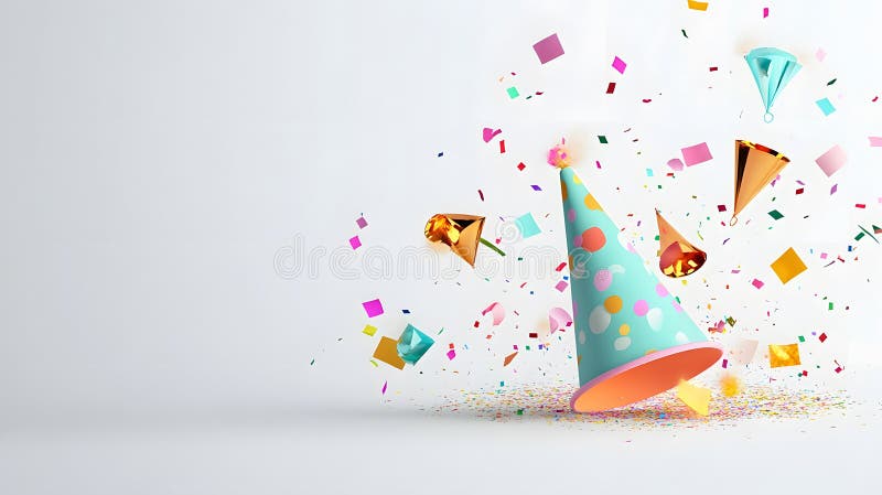 Colorful Party Hat with Confetti and Decorations Creating Festive ...