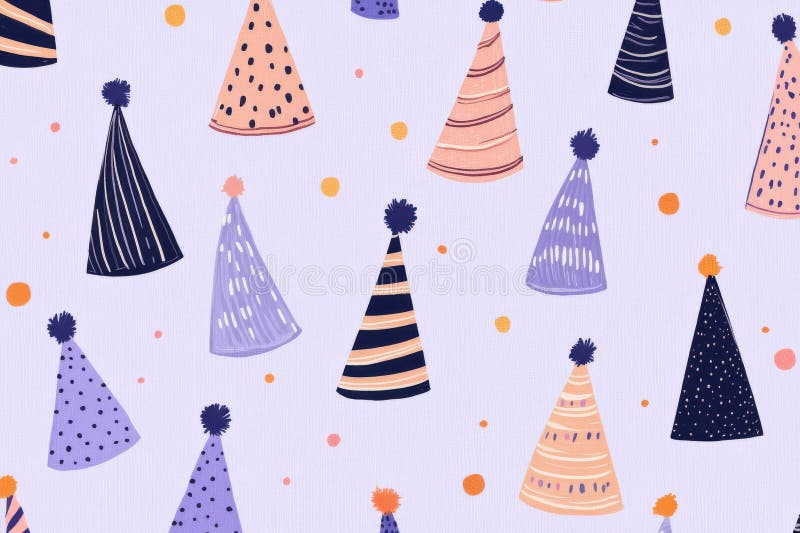 Colorful Party Hat Pattern with Dots and Stripes for Celebratory ...