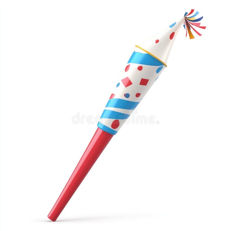 Festive Party Horn with Colorful Hat Design, 3D Render Stock ...