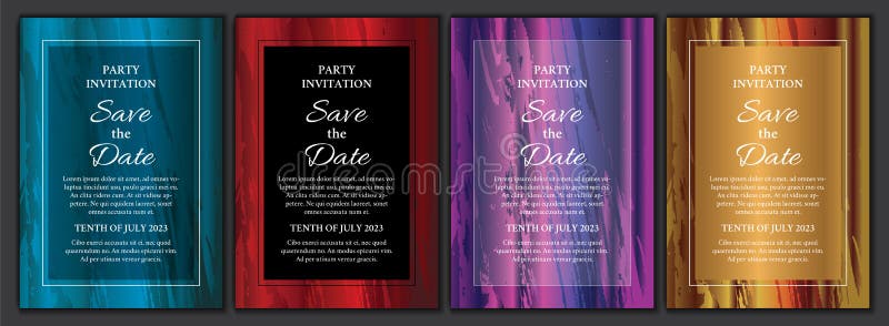 Colorful Party Invitation Background Set. Elegant Frame Collection ...