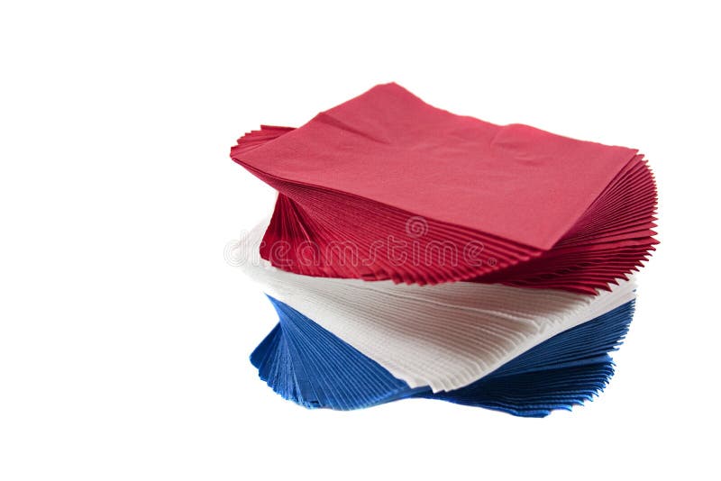 Colorful Party Napkins on Isolated White Background Stock Image - Image ...
