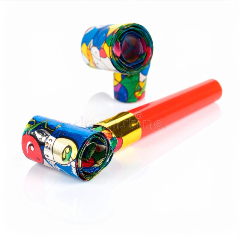 Colorful Party Noisemakers on White Background Stock Illustration - Illustration of celebration ...