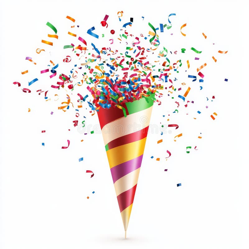 Colorful Party Popper Clipart on White Background Stock Illustration ...