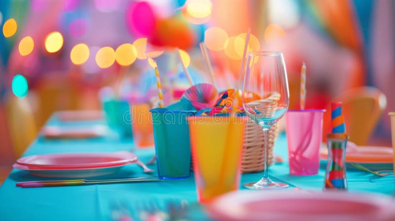 Colorful Party Setting Featuring Blank Area Perfect for Adding Event ...