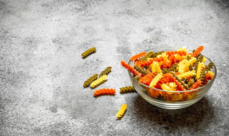 Colorful Pasta Is Packed In Cellophane Packaging. Abstract Pasta ...