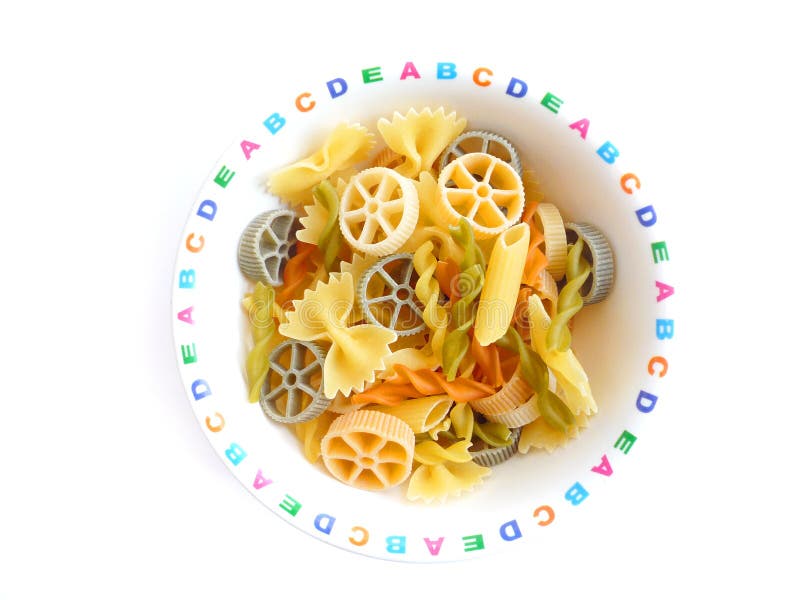 Colorful Pasta in Kids Bowl Stock Photo - Image of appetizing, child ...