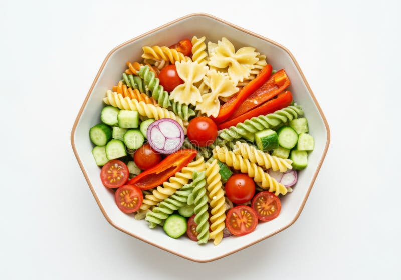 Colorful Pasta Salad with Fresh Vegetables Stock Illustration ...
