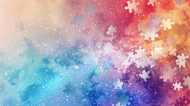Colorful Pastel Background with Stardust and Puzzle Pieces. Stock ...