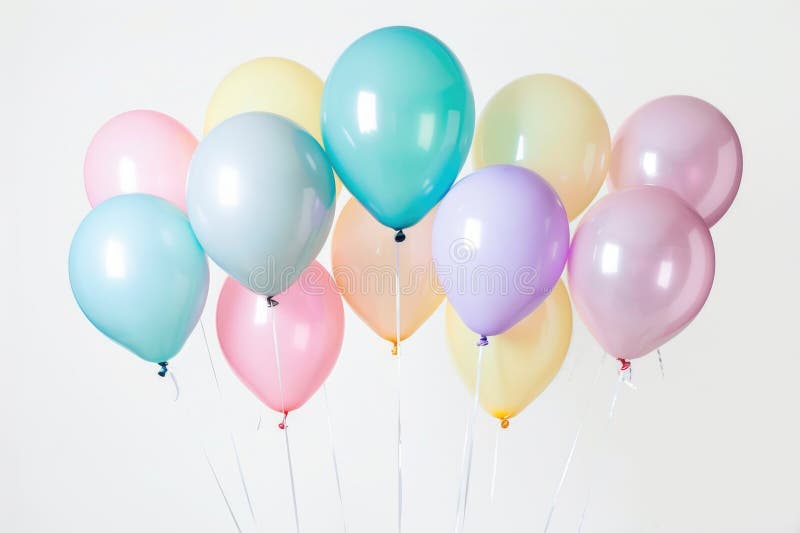 Colorful Pastel Balloons Cluster Against White Background Stock Image ...