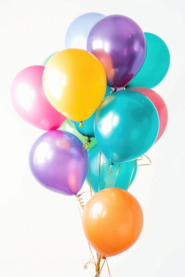 Colorful Pastel Balloons Cluster Against White Background Stock Image ...