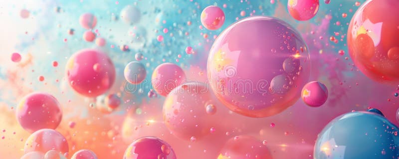 Pastel Colored Bubbles Floating in a Dreamy Abstract Background with ...