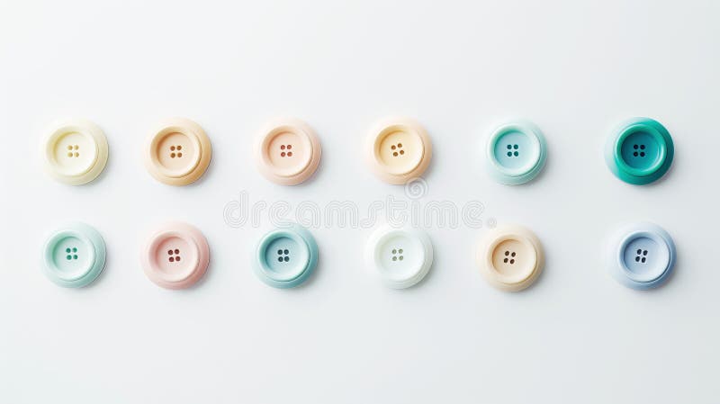 Colorful Pastel Buttons, Arranged in Grid Pattern, Light Background ...
