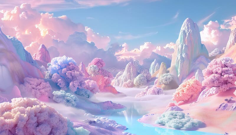 Colorful Pastel Candy Landscape As Fantasy Stock Illustration ...