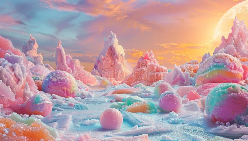 Colorful Pastel Candy Landscape As Fantasy Stock Illustration ...