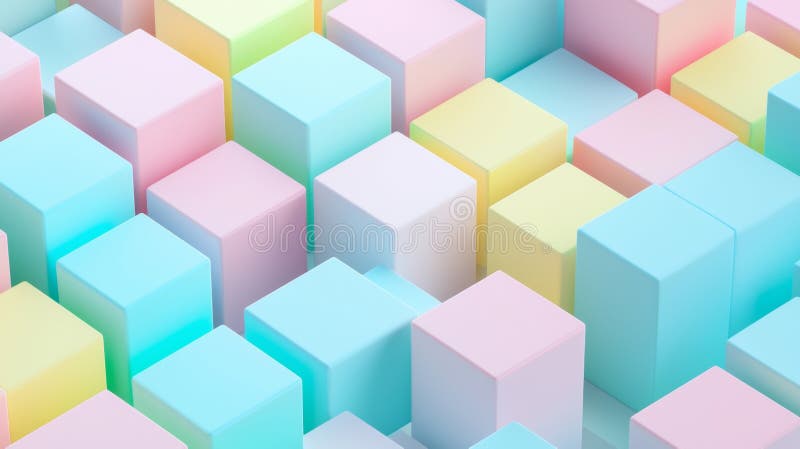 Colorful Pastel Cubes Form a Mesmerizing 3d Pattern on a Modern, Clean ...