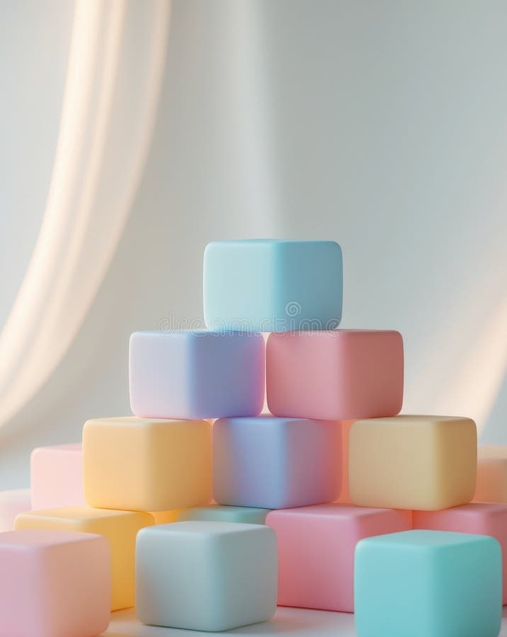 Colorful Pastel Cubes in Soft Light on a Subtle Background Stock Photo ...