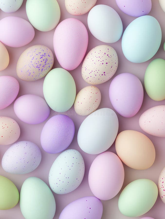 Colorful Pastel Easter Eggs on Pastel Violet Background. Top View Stock Illustration ...