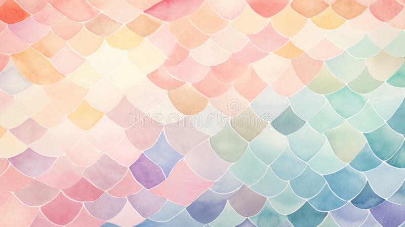 Colorful Pastel Fish Scale Pattern Stock Illustration - Illustration of ...